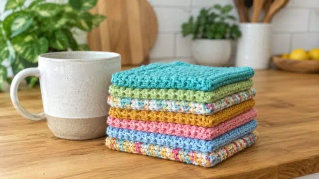 Scrap-Busting Moss Stitch Dishcloth — Free Crochet Pattern - Crochet ...