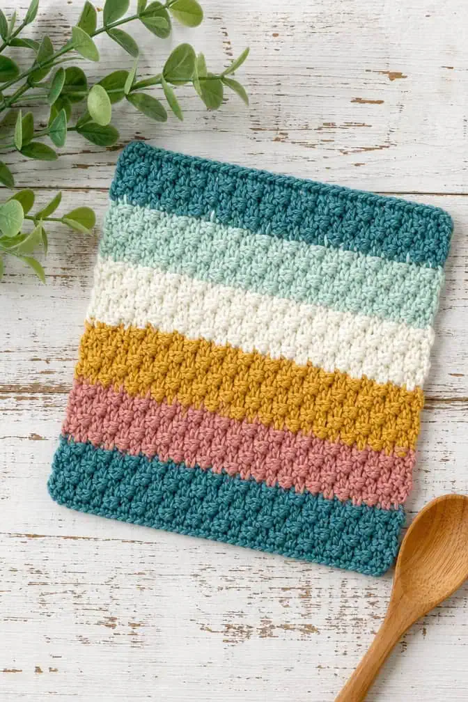 Scrap-Busting Moss Stitch Dishcloth — Free Crochet Pattern - Crochet ...